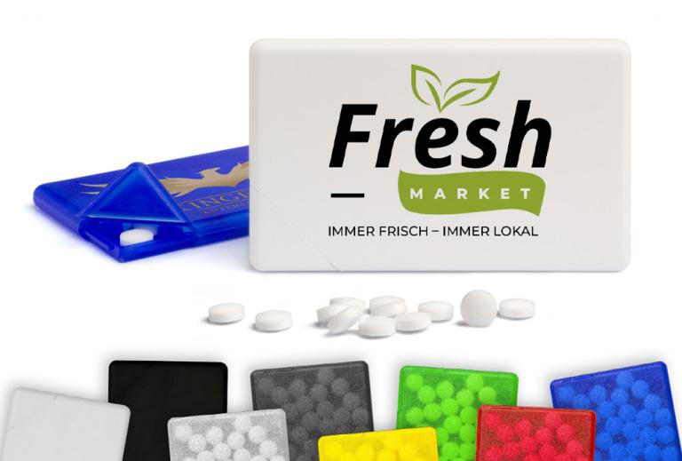 Bedruckte Pfefferminzdragee-Box als Werbeartikel mit Logo | Juerg ...